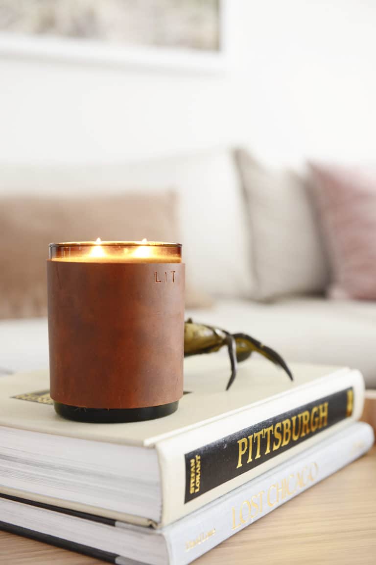 DIY Leather Candle Cozy - Yellow Brick Home