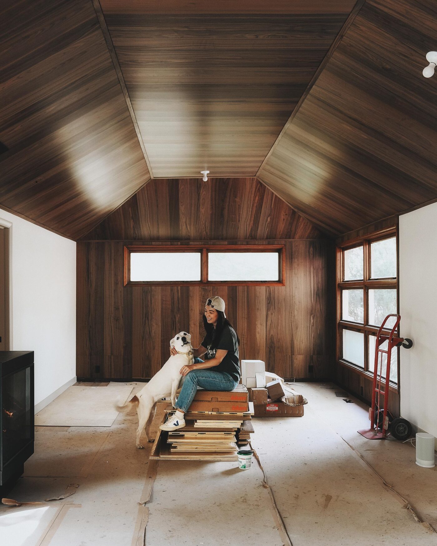 Walnut Paneled Ceiling Reveal! - Yellow Brick Home
